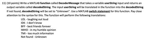 Solved 11 10 Points Write A MATLAB Function Called Chegg Com