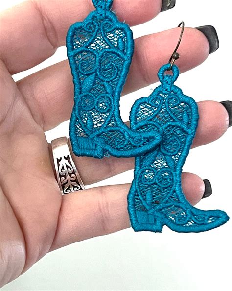Boot Scooting Fsl Earrings In The Hoop Freestanding Lace Earrings
