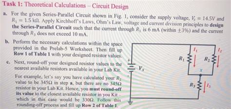 solved task 1 theoretical calculations circuit design a