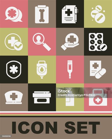 응급 처치 키트 의료 처방전 물집 팩에 알약 펜 분석 병원 간 의료 의사 및 아이콘과의 대화를 설정합니다 벡터 구급 상자에 대한 스톡 벡터 아트 및 기타 이미지 Istock