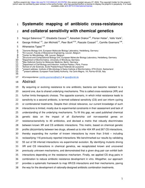 Pdf Systematic Mapping Of Antibiotic Cross Resistance And Collateral Sensitivity With Chemical