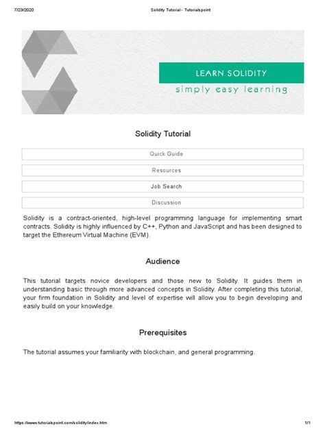 Solidity Tutorial Pdf