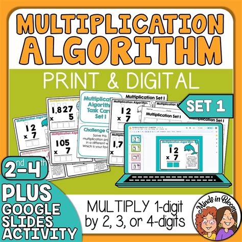 Long Multiplication Algorithm Task Cards Set 1 1 Digit By 2 3 And 4