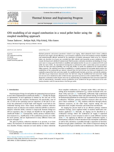 Pdf Cfd Modelling Of Air Staged Combustion In A Wood Pellet Boiler