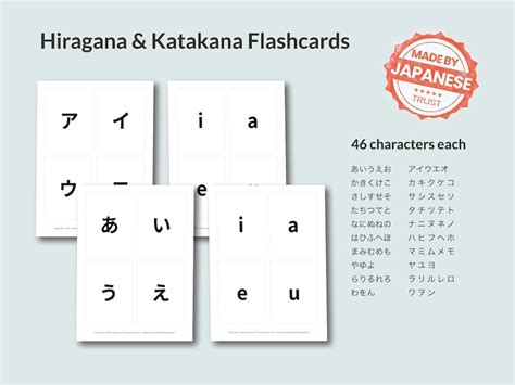 Hiragana And Katakana Flashcards Learn Japanese Characters Easily Etsy