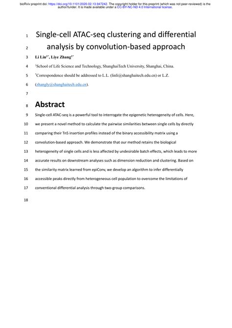 Pdf Single Cell Atac Seq Clustering And Differential Analysis By Convolution Based Approach