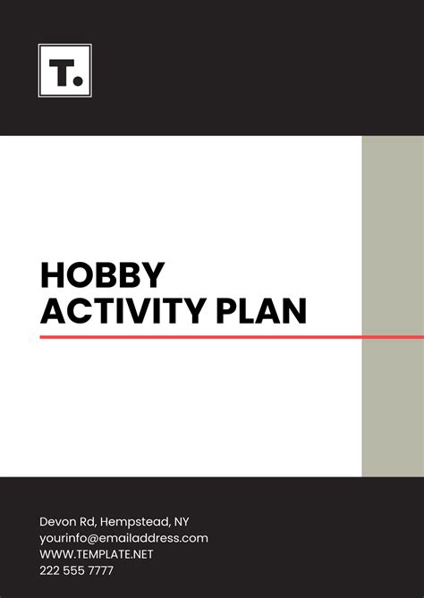 Free Hobby Activity Plan Template To Edit Online
