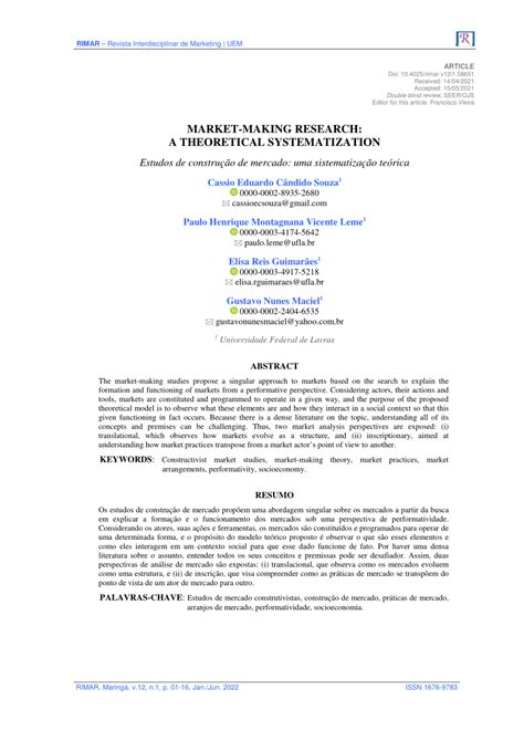 [pdf] Market Making Research A Theoretical Systematization