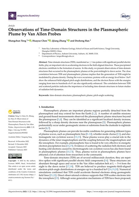 Pdf Observations Of Time Domain Structures In The Plasmaspheric Plume By Van Allen Probes