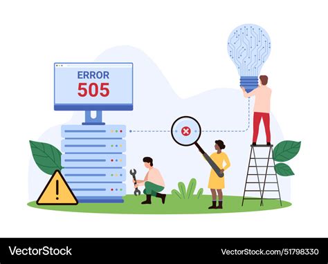 505 Error Version Not Supported Tiny People Vector Image