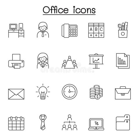 Office Icons Set In Thin Line Style Stock Vector Illustration Of Growth Budget 185677234