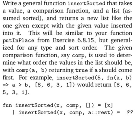 write a general function insert sorted that takes a