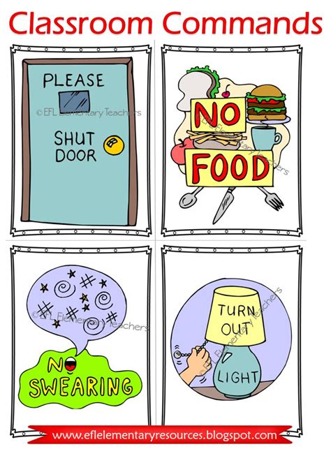 Classroom Commands Flashcards Classroom Commands Elementary Special