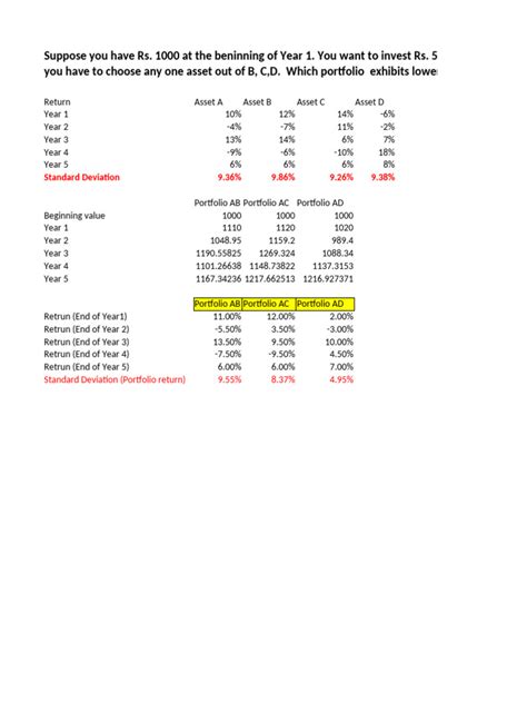 Portfolio Standard Deviation Pdf Portfolio Finance Inflation