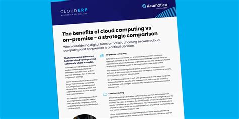 The Benefits Of Cloud Computing Vs On Premise A Strategic Comparison CloudERP Acumatica