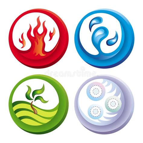 Знак логотипа круга элементов природы 4 Вода огонь земля воздух На темной предпосылке