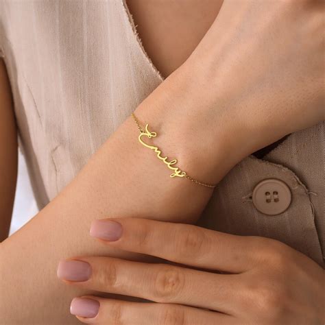 14k Gold Name Bracelet For Women Dainty Layering Bracelet