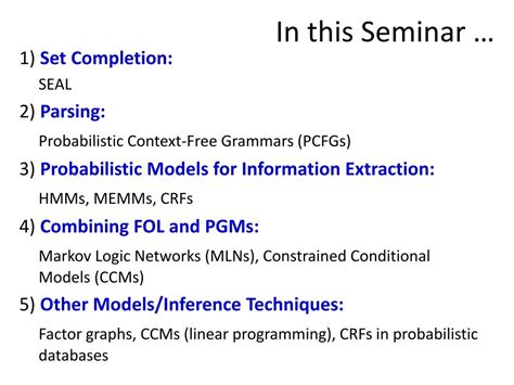 PPT Probabilistic Models For Information Extraction Seminar Summer PowerPoint
