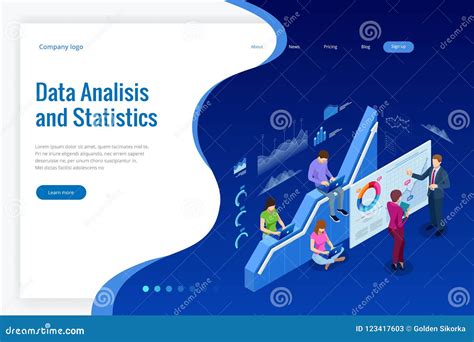 Isometric Web Banner Data Analisis And Statistics Concept Vector Illustration Business