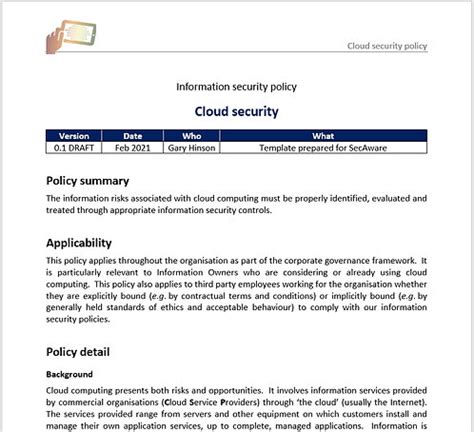 Policy On Cloud Computing Security