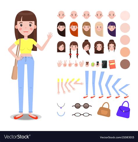 Girl Constructor With Body Parts And Accessories Vector Image