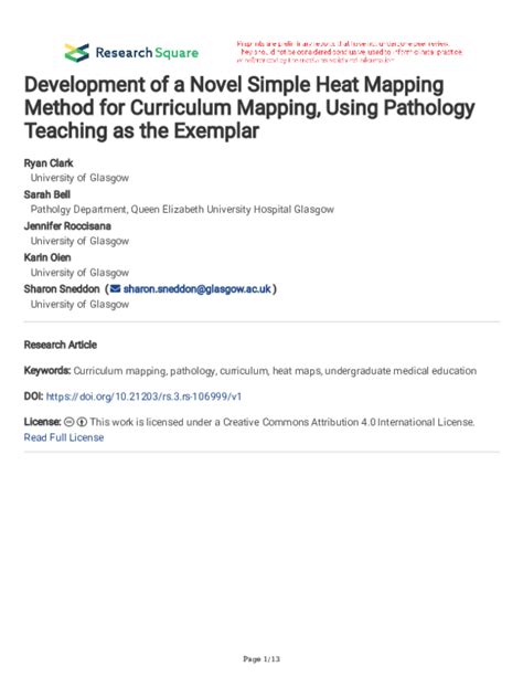 Pdf Development Of A Novel Simple Heat Mapping Method For Curriculum Mapping Using Pathology