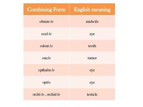 Medical Terminology Combining Forms