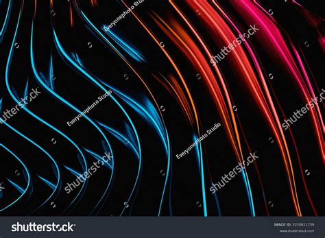 3d Illustration Black Pinkblue Gradient Waves Stock Illustration