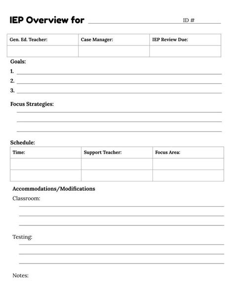IEP Outline IEP Printable IEP Documents Etsy Iep How To Memorize Things I Need To Know