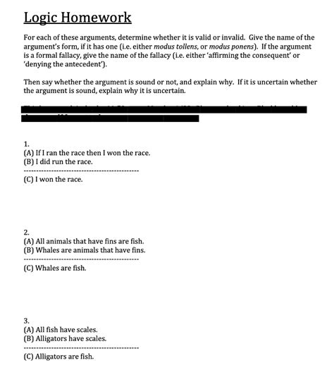 Logic Homework For Each Of These Arguments Determine