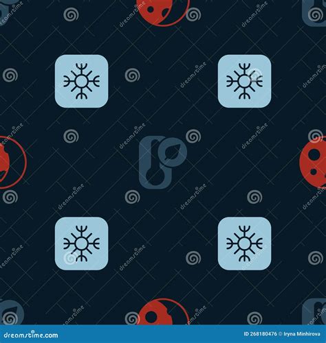 Set Moon Phases Thermometer And Snowflake On Seamless Pattern Vector Stock Vector