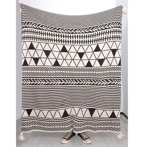 Chunky Cozy Knit Texture Decorative Acrylic Tassel Blanket Tassel