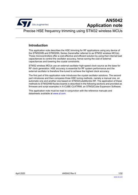 pdf precise hse frequency trimming using stm32 wireless mcus · rf