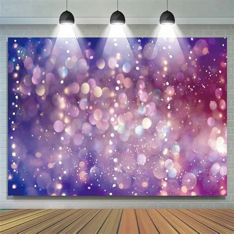 Lofaris Purple Light Dreamy Glitter Girl Birthday Backdrop Sweet 16 Backdrop Happy Birthday
