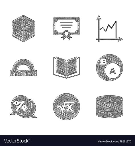 Set Open Book Square Root Of X Glyph Geometric Vector Image