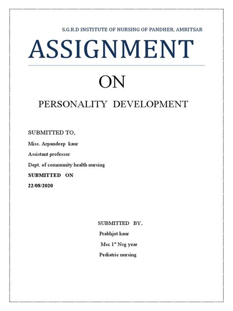 Assignment Personality Development Pdf Temperament Adolescence