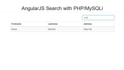 Angularjs Search With Phpmysqli Sourcecodester