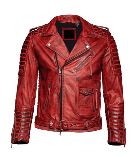 Mens Red Quilted Biker Leather Jacket The Jacket Culture