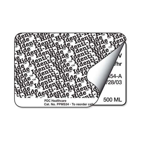 Pre Printed Label Identi Hide Chart Tab White Paper Hide Identi Hide Black Protection Label X