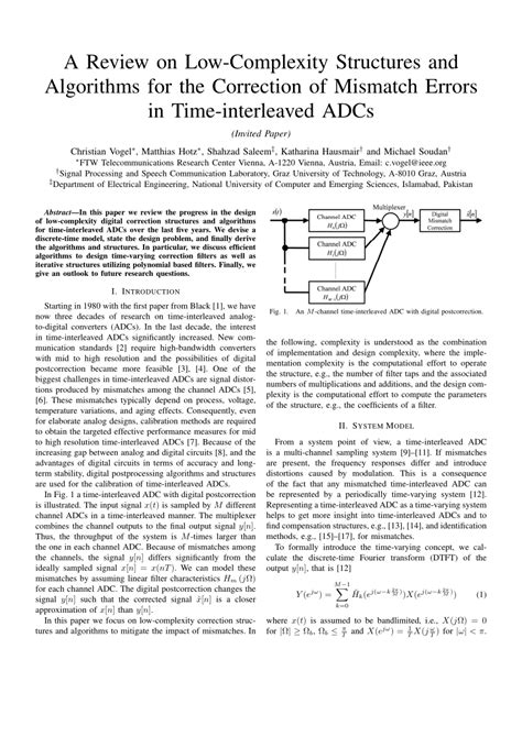 pdf a review on low complexity structures and algorithms for the correction of mismatch errors