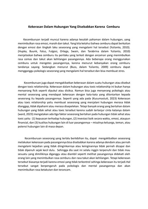 Pdf Kekerasan Dalam Hubungan Yang Disebabkan Karena Cemburu