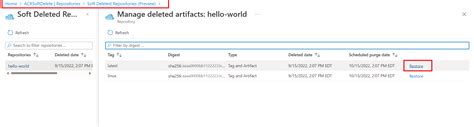 Recover Deleted Artifacts In Azure Container Registry Azure Container