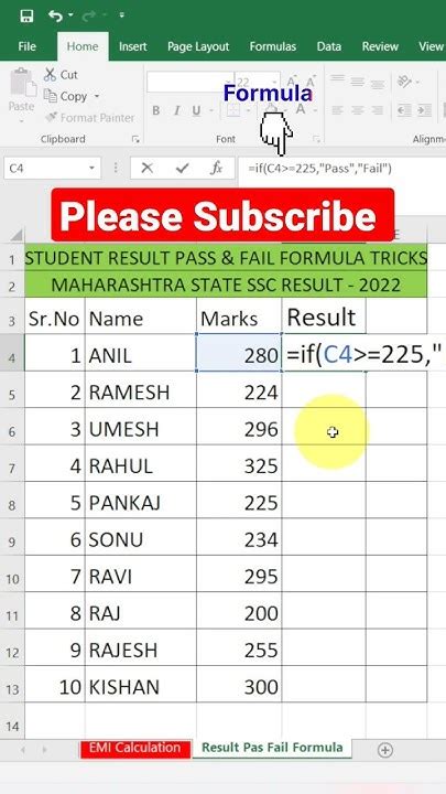 shorts pass and fail formula tricks excel excel exceltips