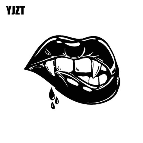 Yjzt 134103cm Female Lips Vampire Sexy Girl Fangs Art Vinyl Decal Car Sticker Blacksilver