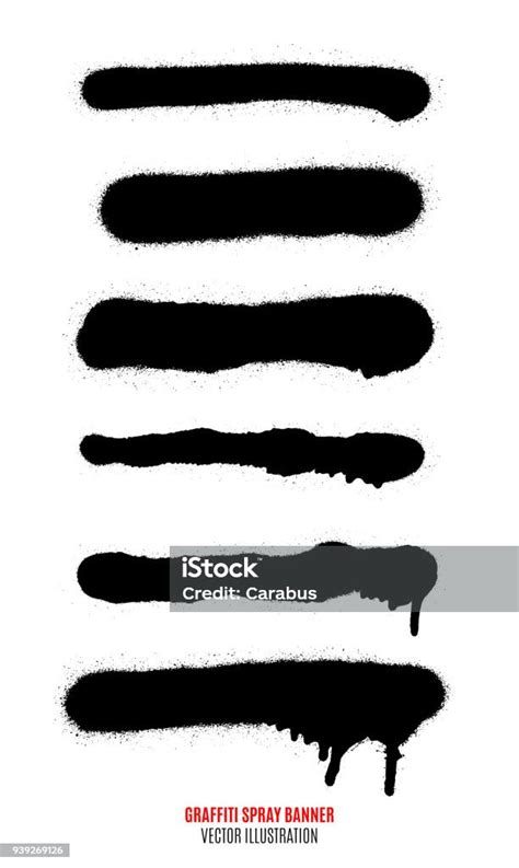 낙서 스프레이 배너 세트 벡터 스프레이 페인트 프레임입니다 스프레이 페인트에 대한 스톡 벡터 아트 및 기타 이미지 스프레이 페인트 붓 벡터 Istock