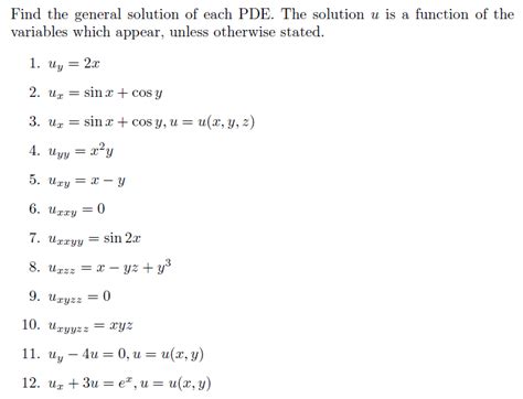 Solved Find The General Solution Of Each Pde The Solution U