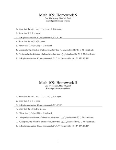 Mathematical Reasoning Assignment 5 Questions Math 109 Docsity