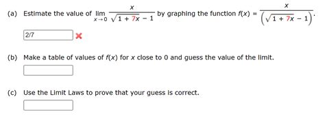 Solved A Estimate The Value Of Limx→017x−1x By Graphing