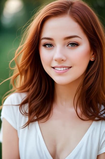 Premium Ai Image Portrait Of A Lovely Young Red Head Womandigital