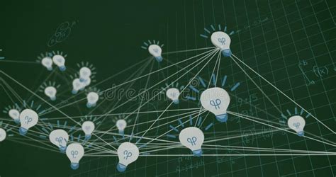 Animation Of Network Of Connections With Icons Over Mathematical